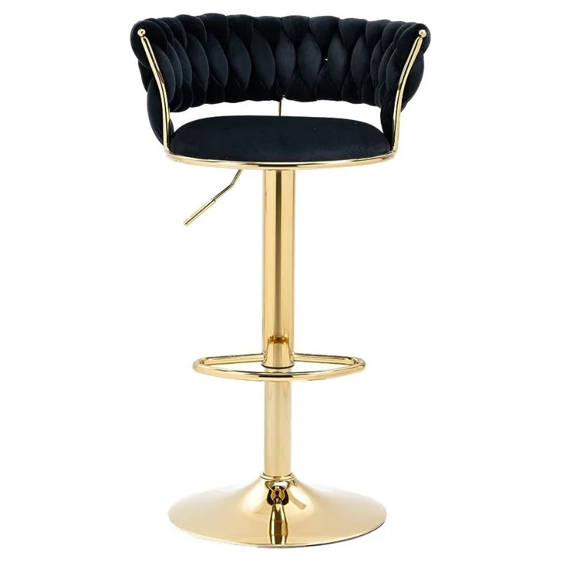 Comfortable Luxury High Bar Stool with Golden Legs - Aadinath Furniture